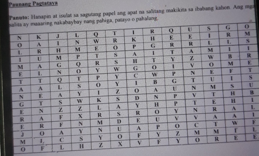 Panuto: Hanapin at isulat sa sagutang papel | StudyX