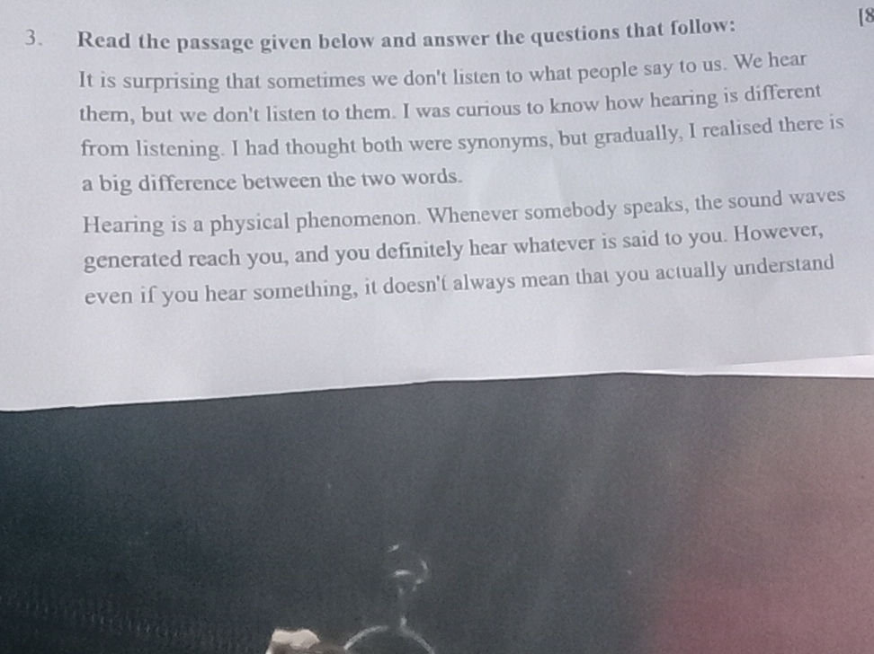 3. Read the passage given below and answer | StudyX