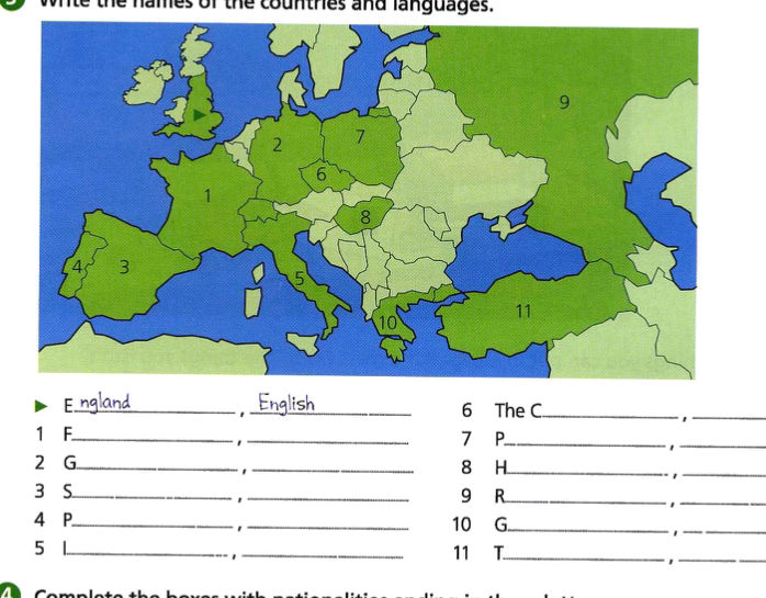 3 Write the names of the countries and | StudyX