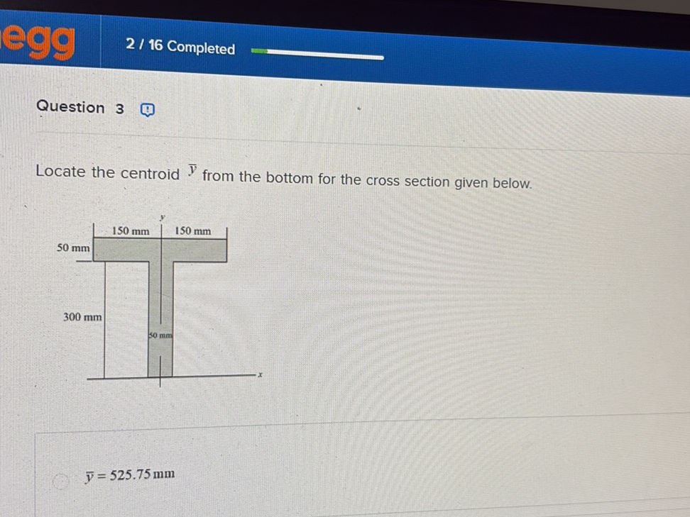 Locate the centroid $ {y}$ from the bottom | StudyX