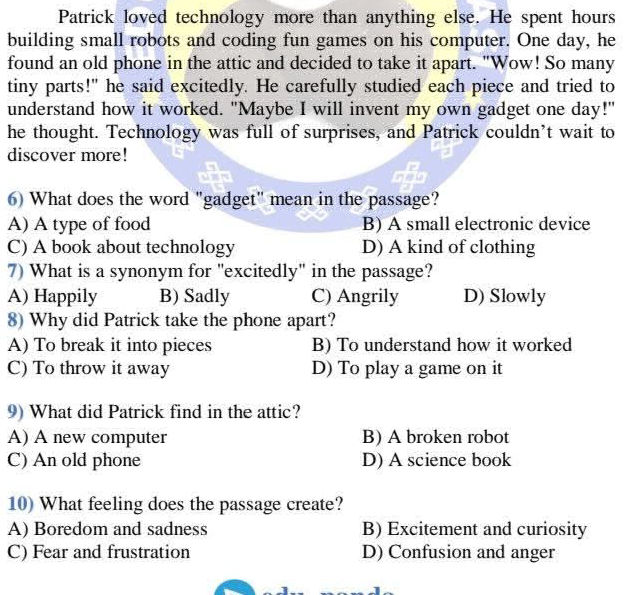 6) What does the word "gadget" mean in the | StudyX