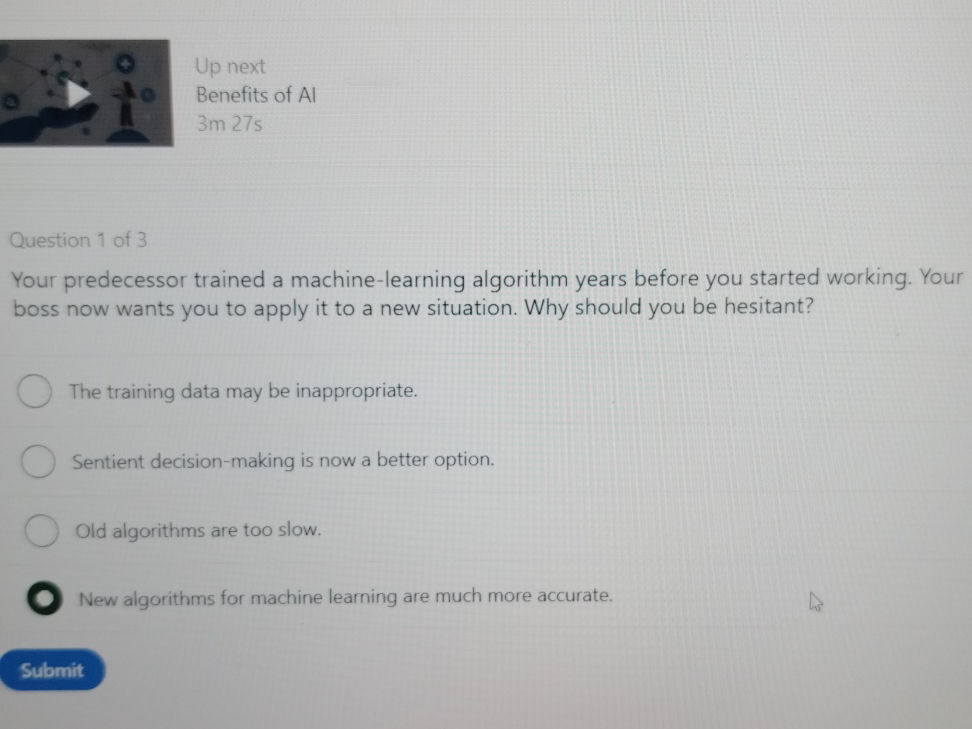 Your predecessor trained a machine-learning | StudyX