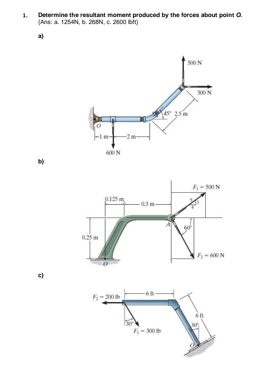 1. Determine the resultant moment produced | StudyX