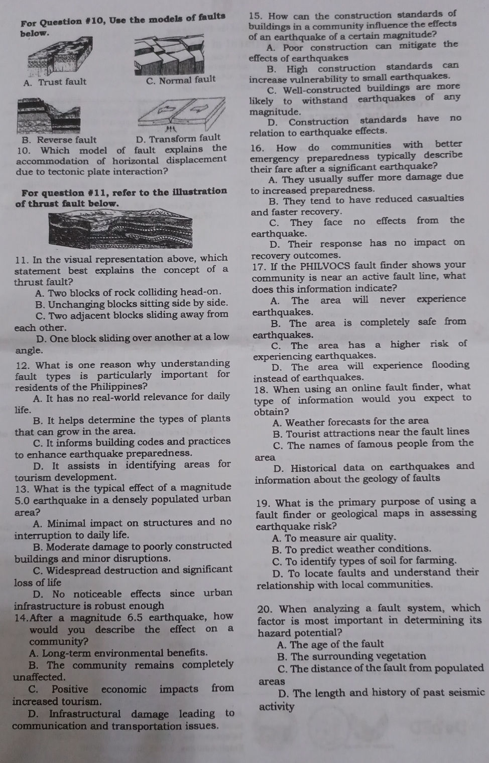 For Question #10, Use the models of faults | StudyX