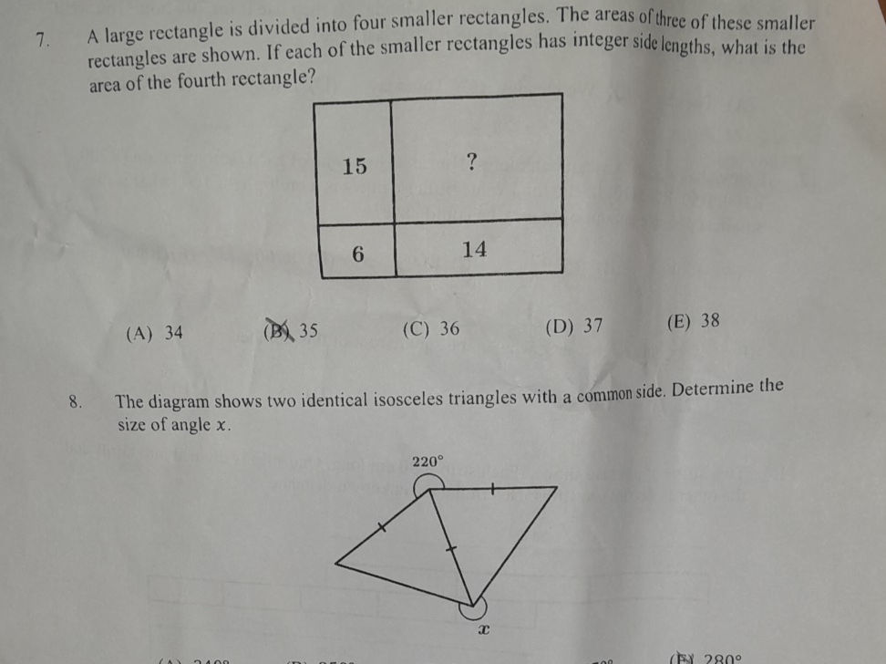 7. A large rectangle is divided into four | StudyX
