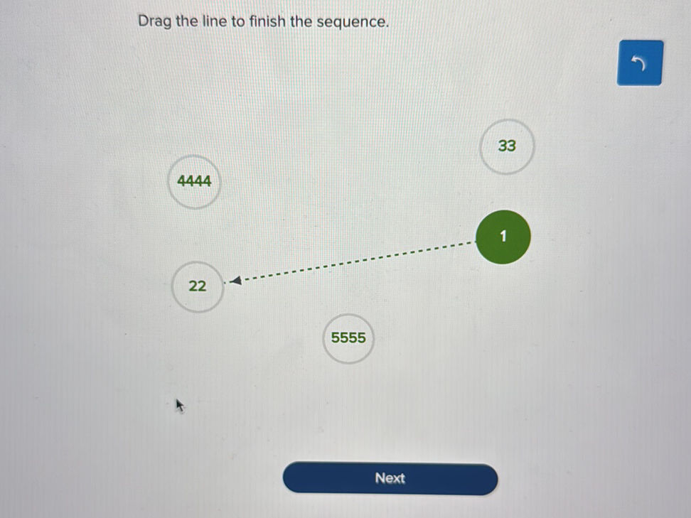 Drag the line to finish the sequence. The | StudyX