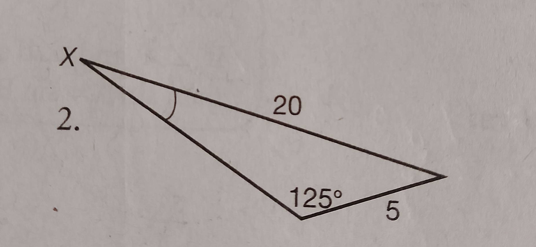 2. Triangle with sides 20 and 5, and an | StudyX