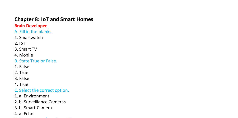 Chapter 8: loT and Smart Homes Brain | StudyX
