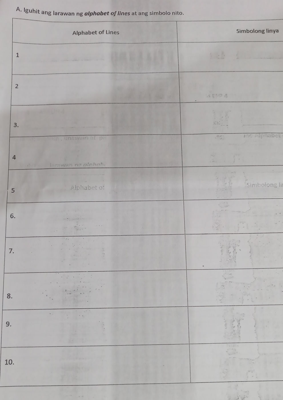 A. Iguhit ang larawan ng alphabet of lines | StudyX