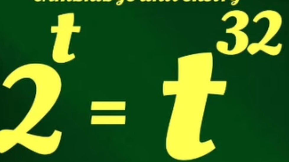 Solve exponential equation: 2^t = t^32