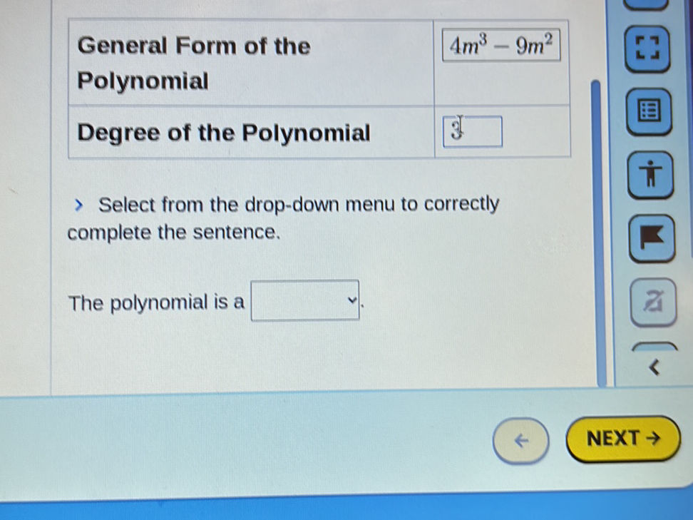 General Form of the Polynomial: $4m^3 - | StudyX