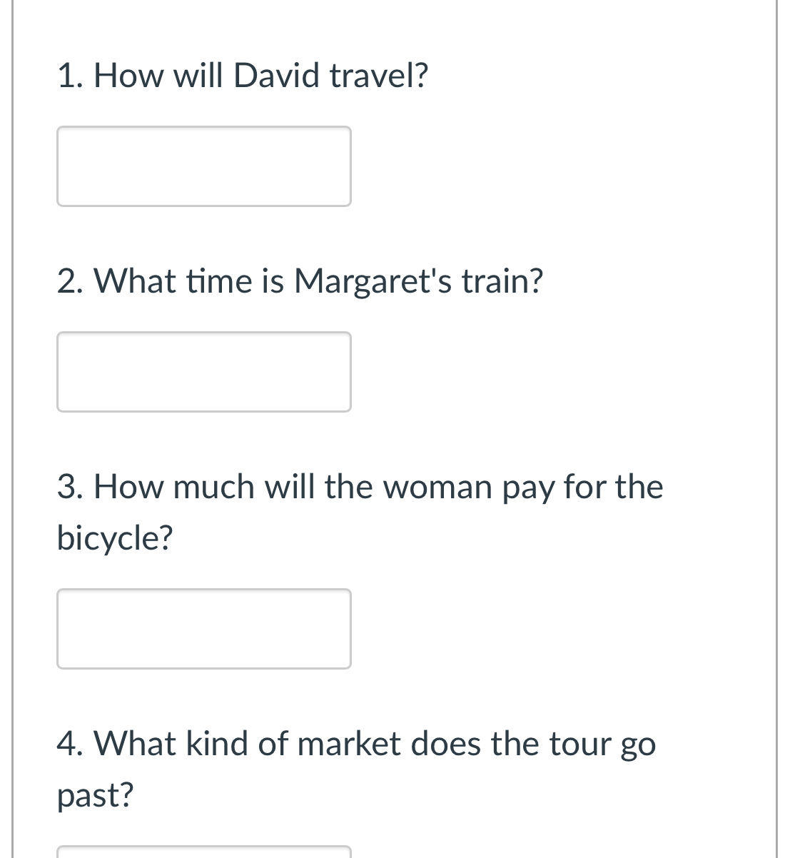 1. How will David travel? 2. What time is | StudyX