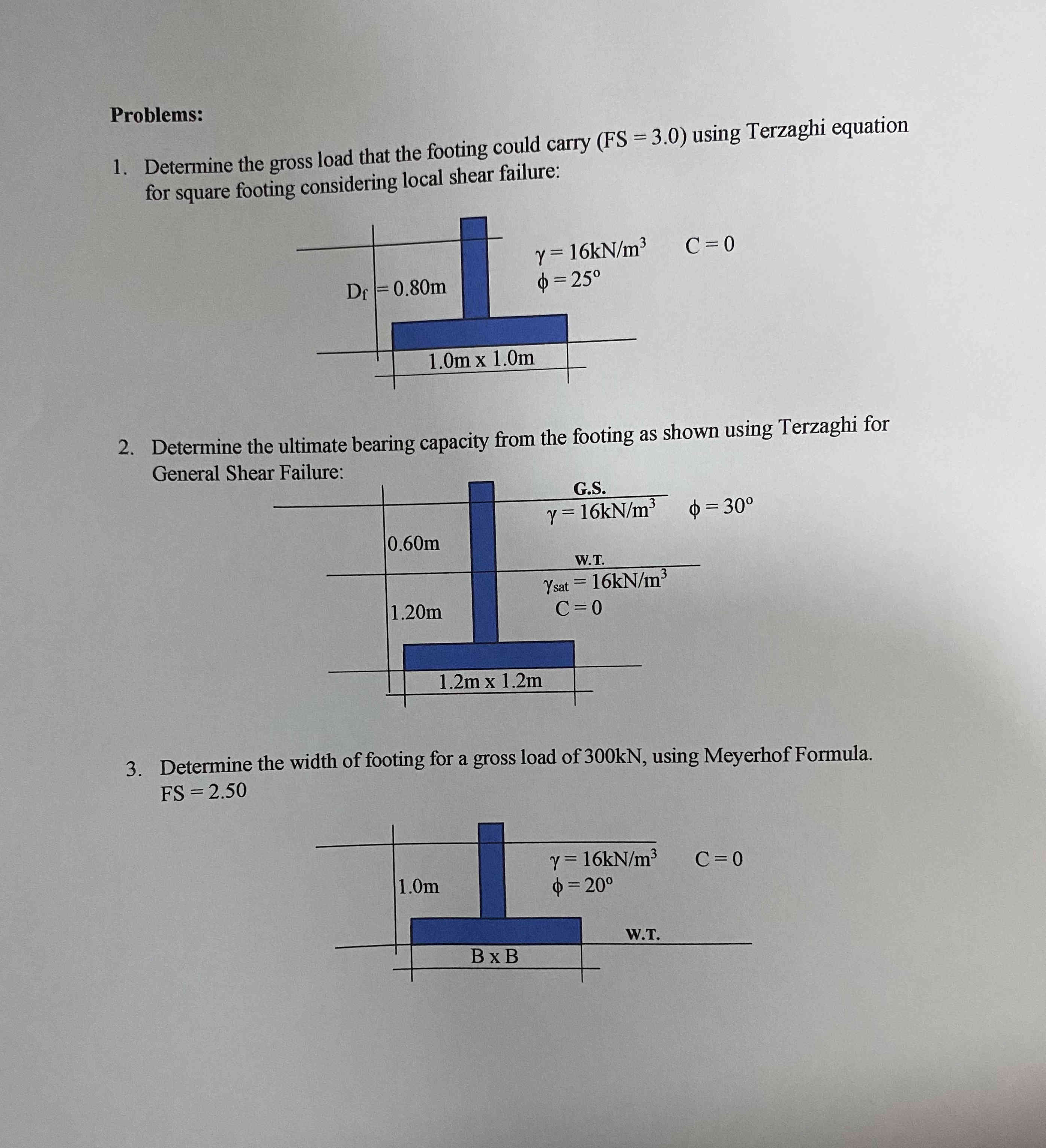 1. Determine the gross load that the footing | StudyX