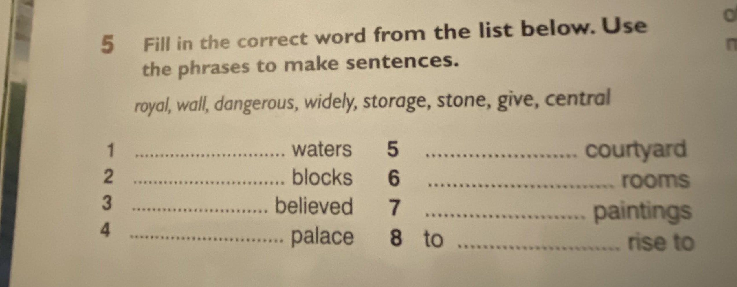 5 Fill in the correct word from the list | StudyX