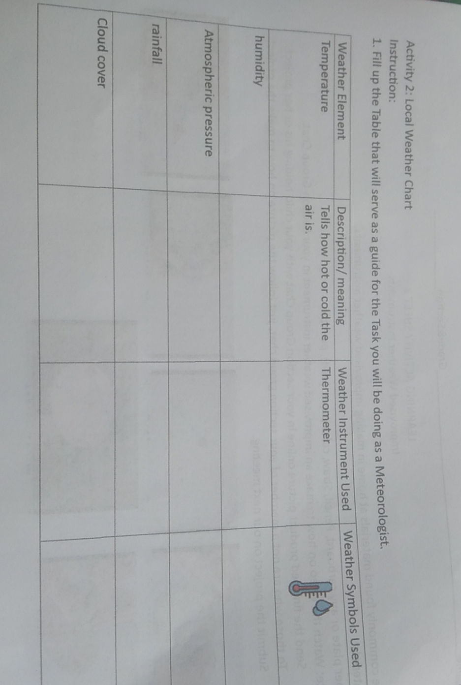 Activity 2: Local Weather Chart Instruction: | StudyX