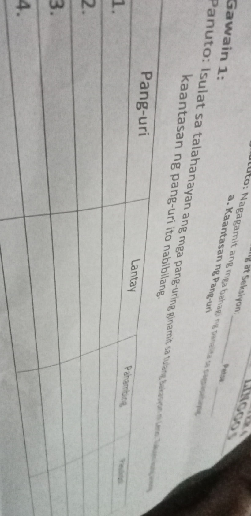 Gawain 1: Mututo: Nagagamit ang mga bahagi | StudyX