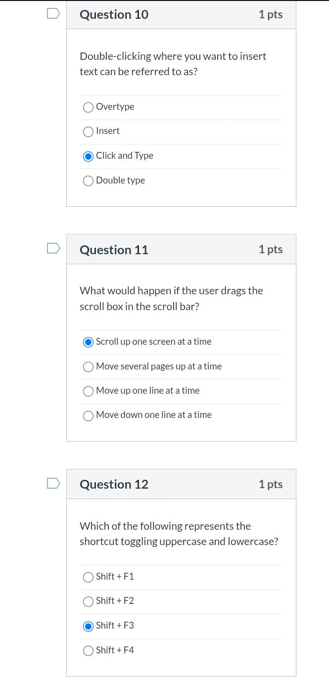 Question 10 Double-clicking where you want | StudyX