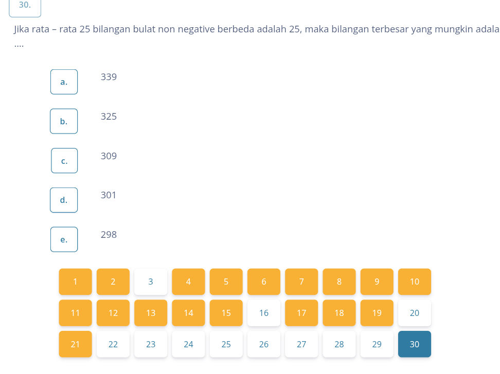 30. Jika rata - rata 25 bilangan bulat non | StudyX
