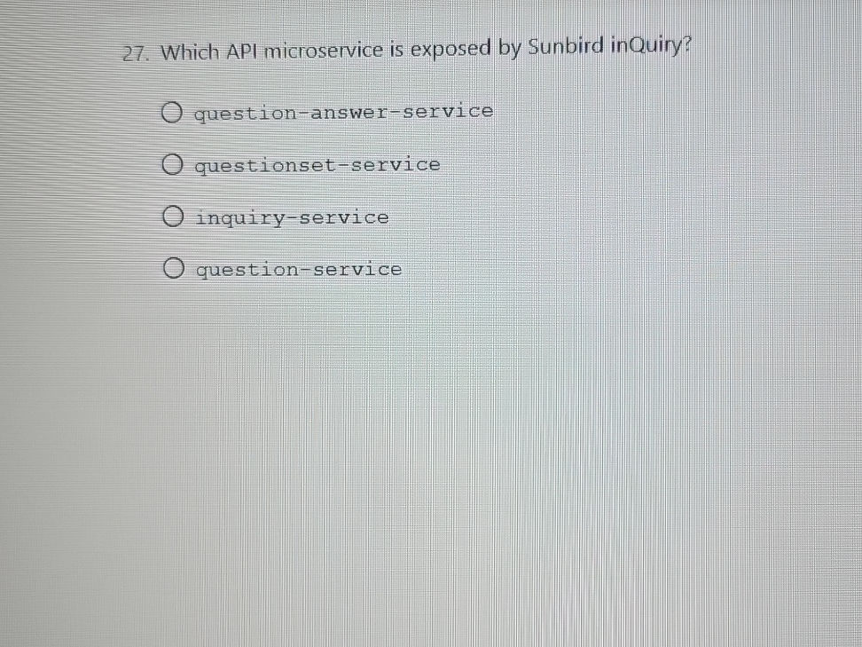 27. Which API microservice is exposed by | StudyX