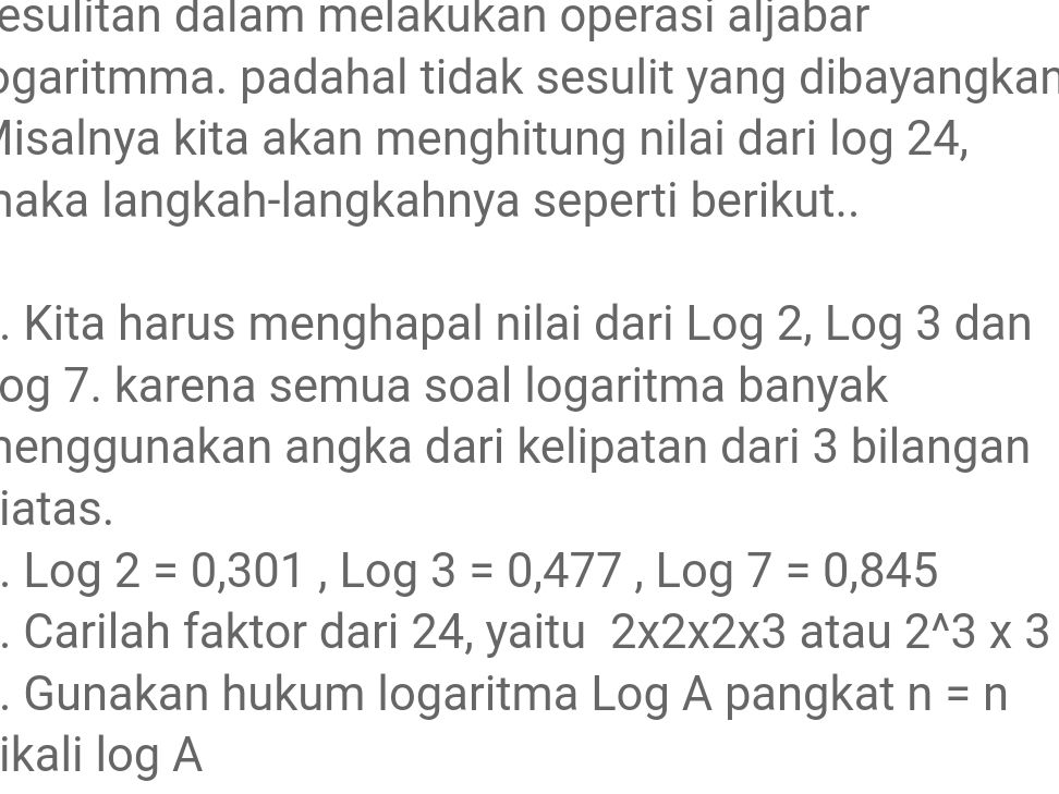Misalnya kita akan menghitung nilai dari log | StudyX