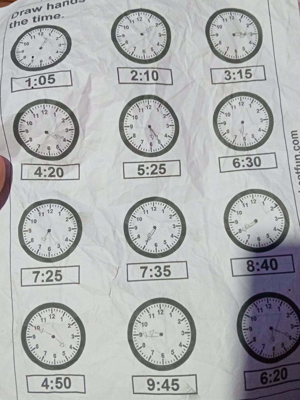 Draw hands on the clocks to show the time. | StudyX