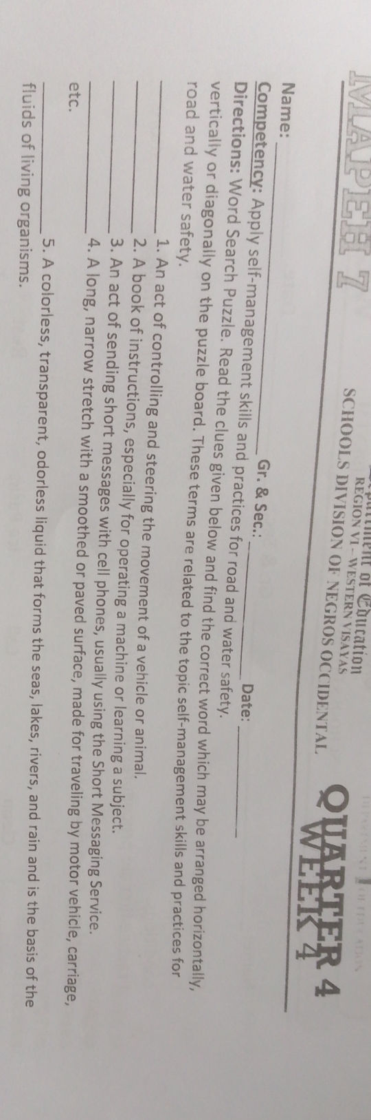 Directions: Word Search Puzzle. Read the | StudyX