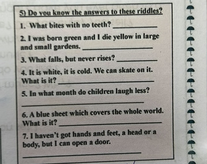 5) Do you know the answers to these riddles? | StudyX