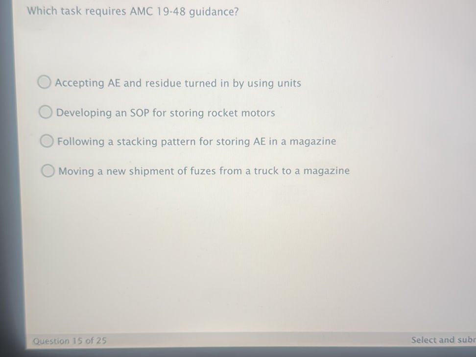 Which task requires AMC 19-48 guidance? | StudyX
