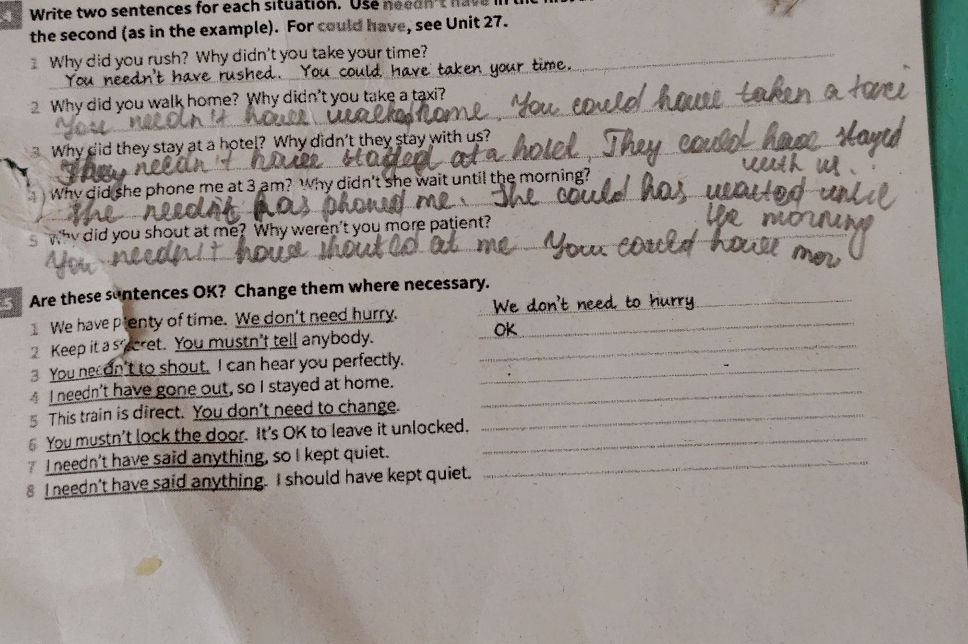 Write two sentences for each situation. Use | StudyX