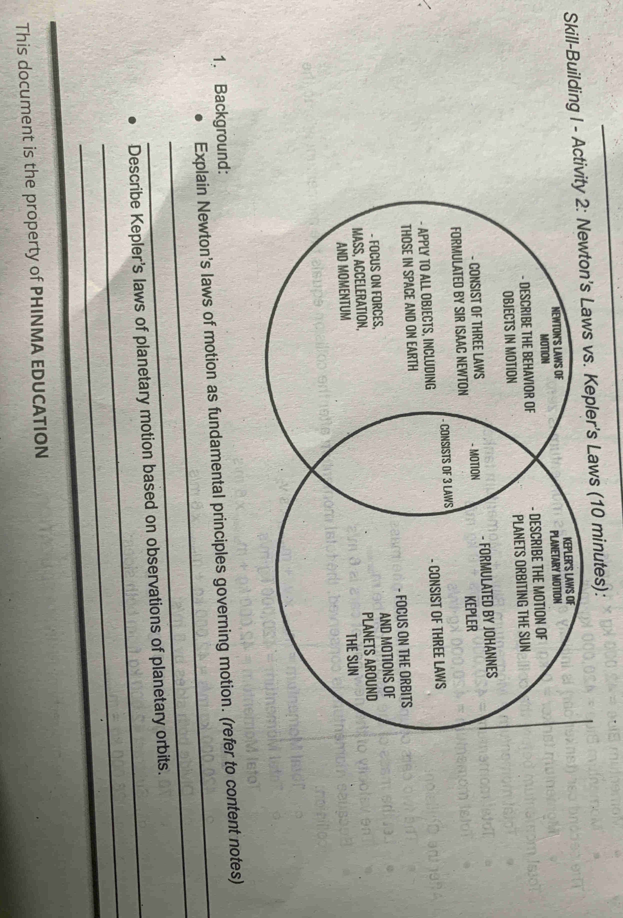 1. Background: Explain Newton's laws of | StudyX