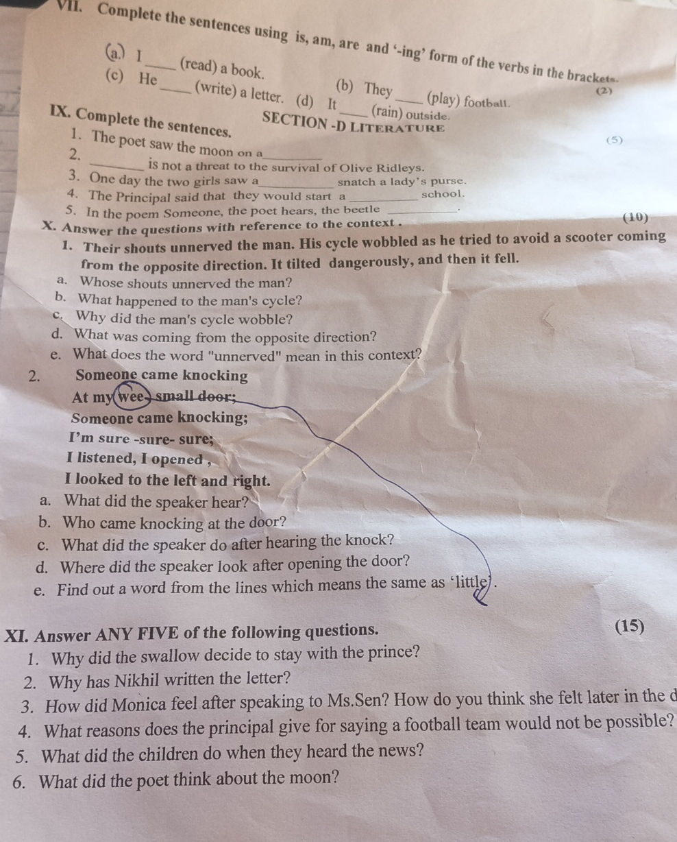 VII. Complete the sentences using is, am, | StudyX