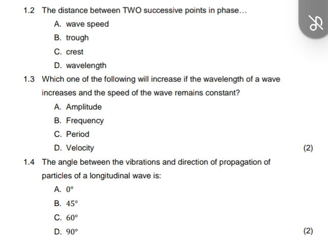 1.2 The distance between TWO successive | StudyX