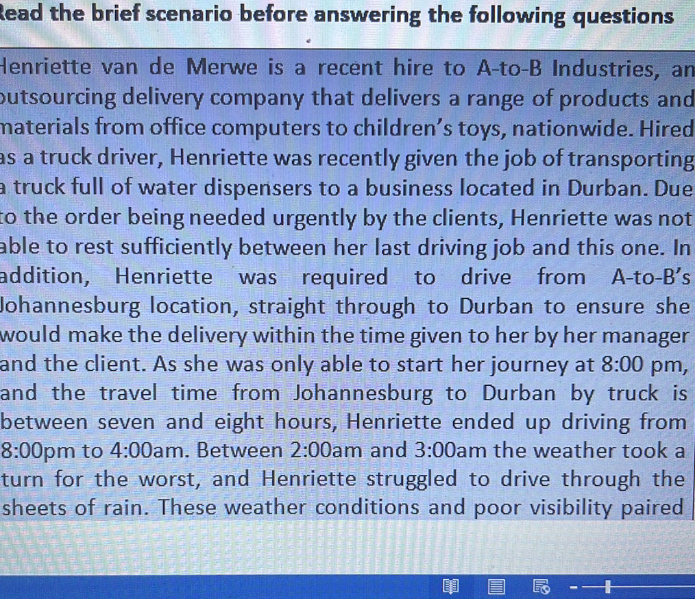 Read the brief scenario before answering the | StudyX