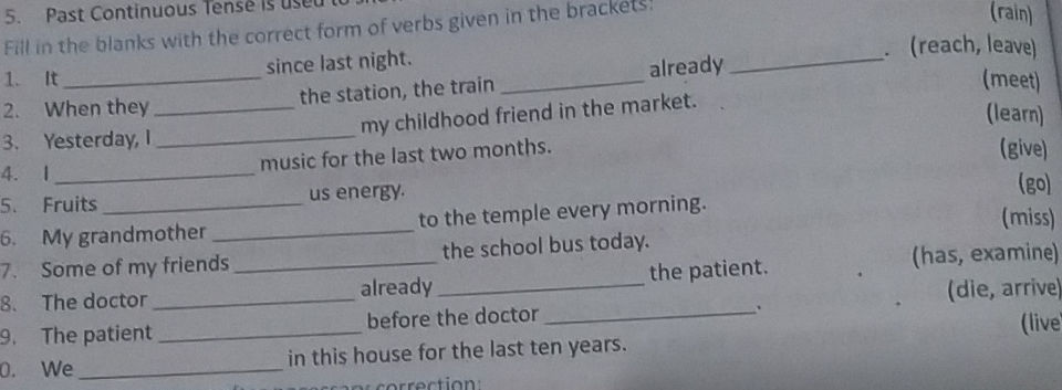 5. Past Continuous Tense is Fill in the | StudyX