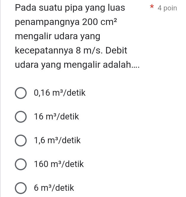 Pada suatu pipa yang luas penampangnya 200 | StudyX