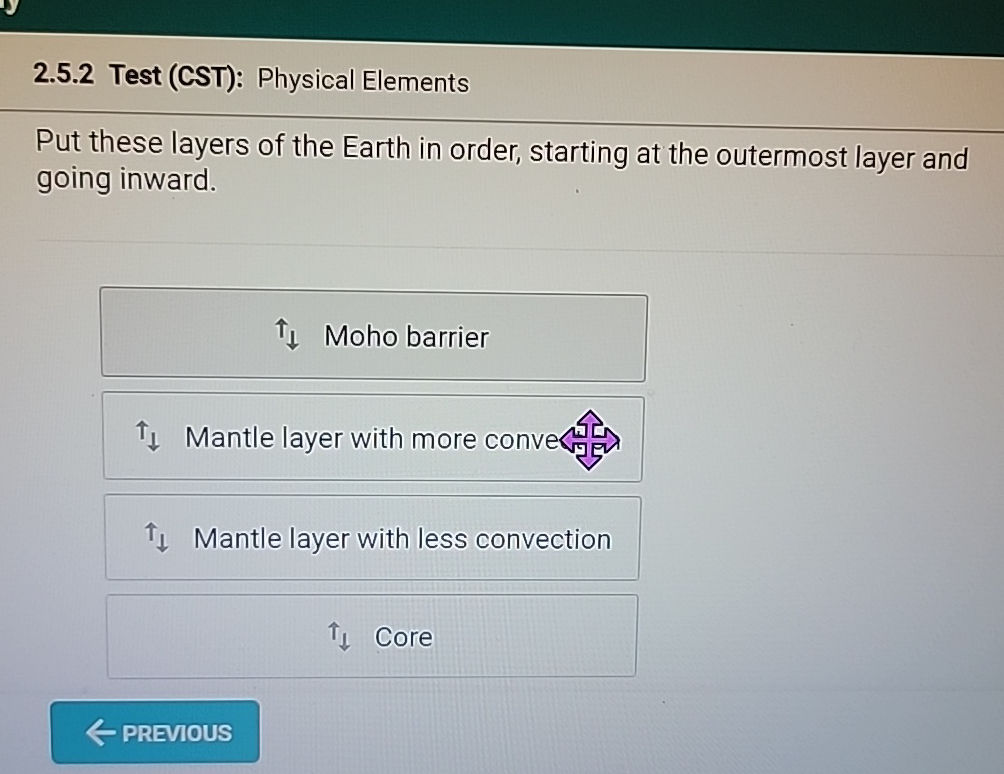 Put these layers of the Earth in order, | StudyX