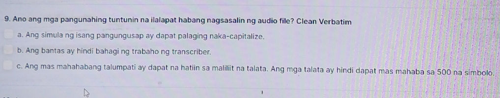 9. Ano ang mga pangunahing tuntunin na | StudyX
