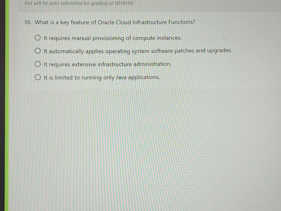 16. What is a key feature of Oracle Cloud | StudyX