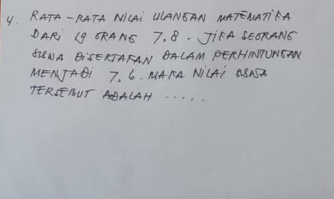 4. RATA-RATA NILAI ULANGAN MATEMATIKA DARI | StudyX