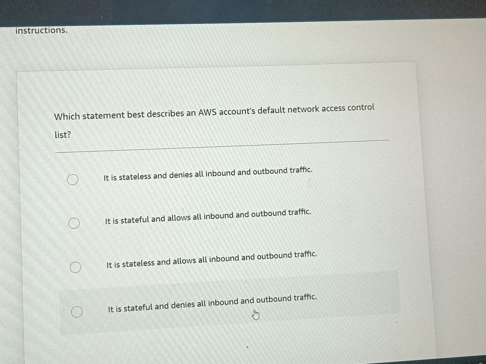 Which statement best describes an AWS | StudyX