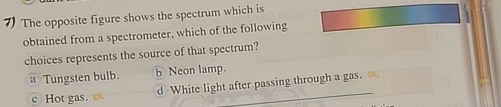 7) The opposite figure shows the spectrum | StudyX