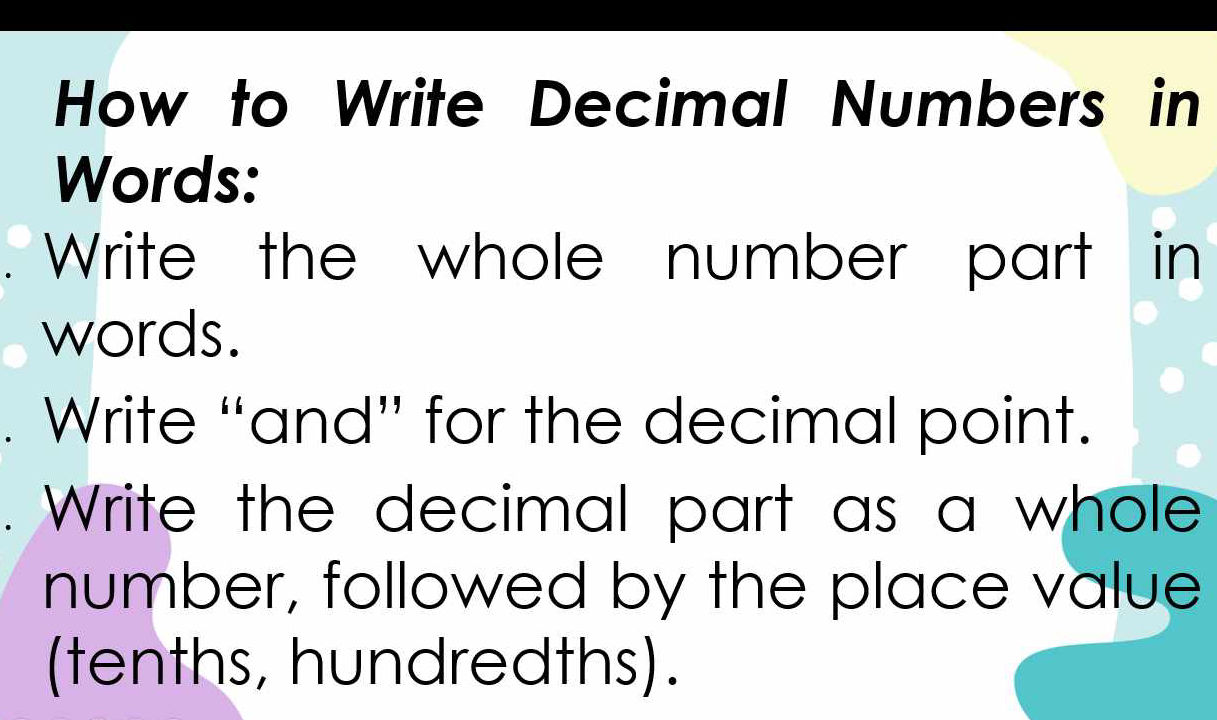 How to Write Decimal Numbers in Words: | StudyX