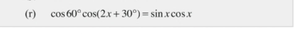 Solve trigonometric equation: (r) cos 60° | StudyX