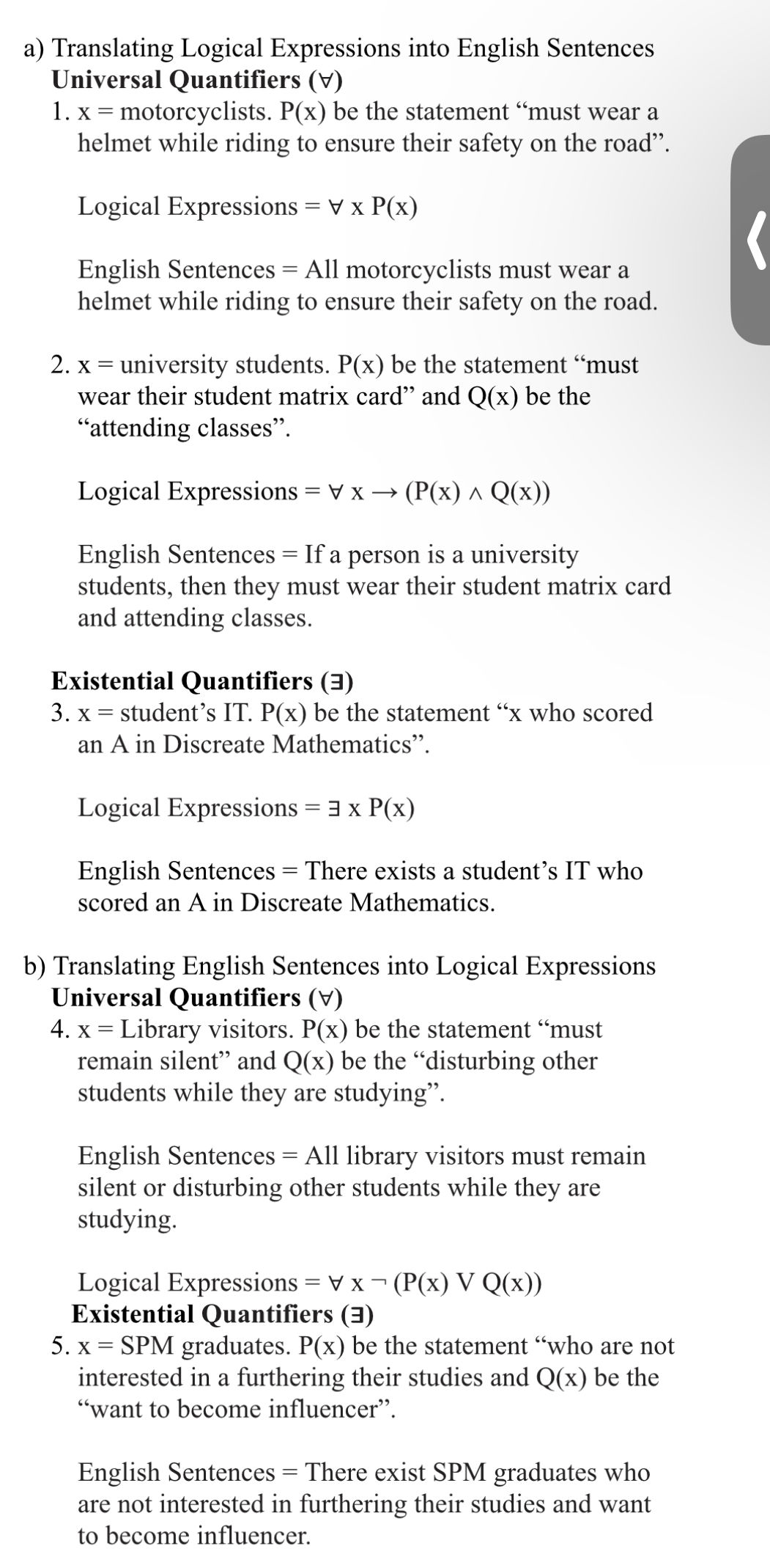 a) Translating Logical Expressions into | StudyX
