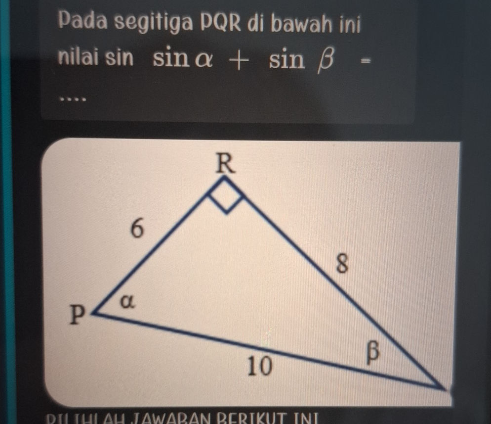 Pada segitiga PQR di bawah ini nilai $ + | StudyX