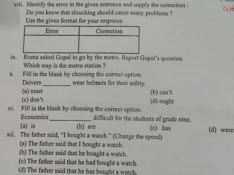 viii. Identify the error in the given | StudyX
