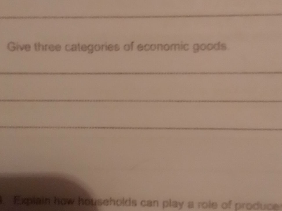 Give three categories of economic goods 5. | StudyX