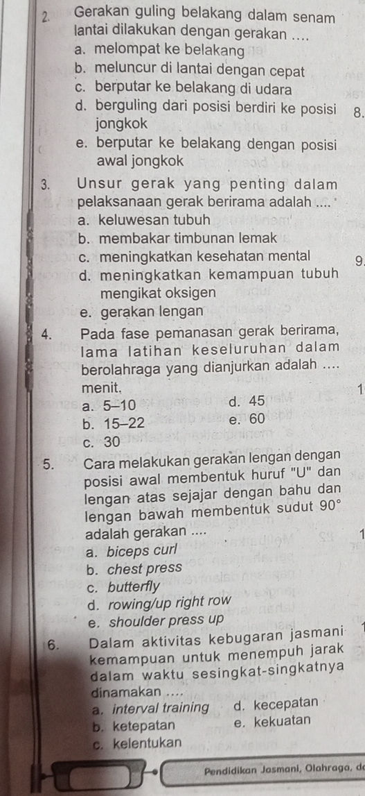 2. Gerakan guling belakang dalam senam | StudyX