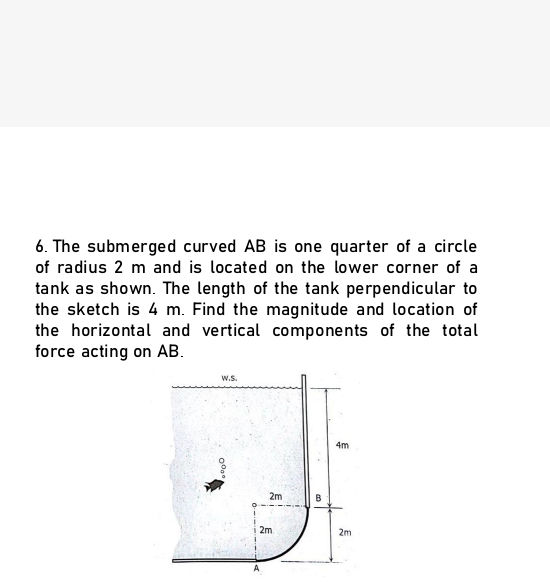 6. The submerged curved AB is one quarter of | StudyX