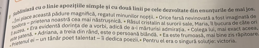 Subliniază cu o linie apozițiile simple și | StudyX